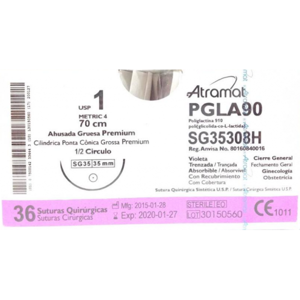 Fio de Sutura Absorvível PGLA90 1-0 agulha 3,5cm | Metropole Hospitalar